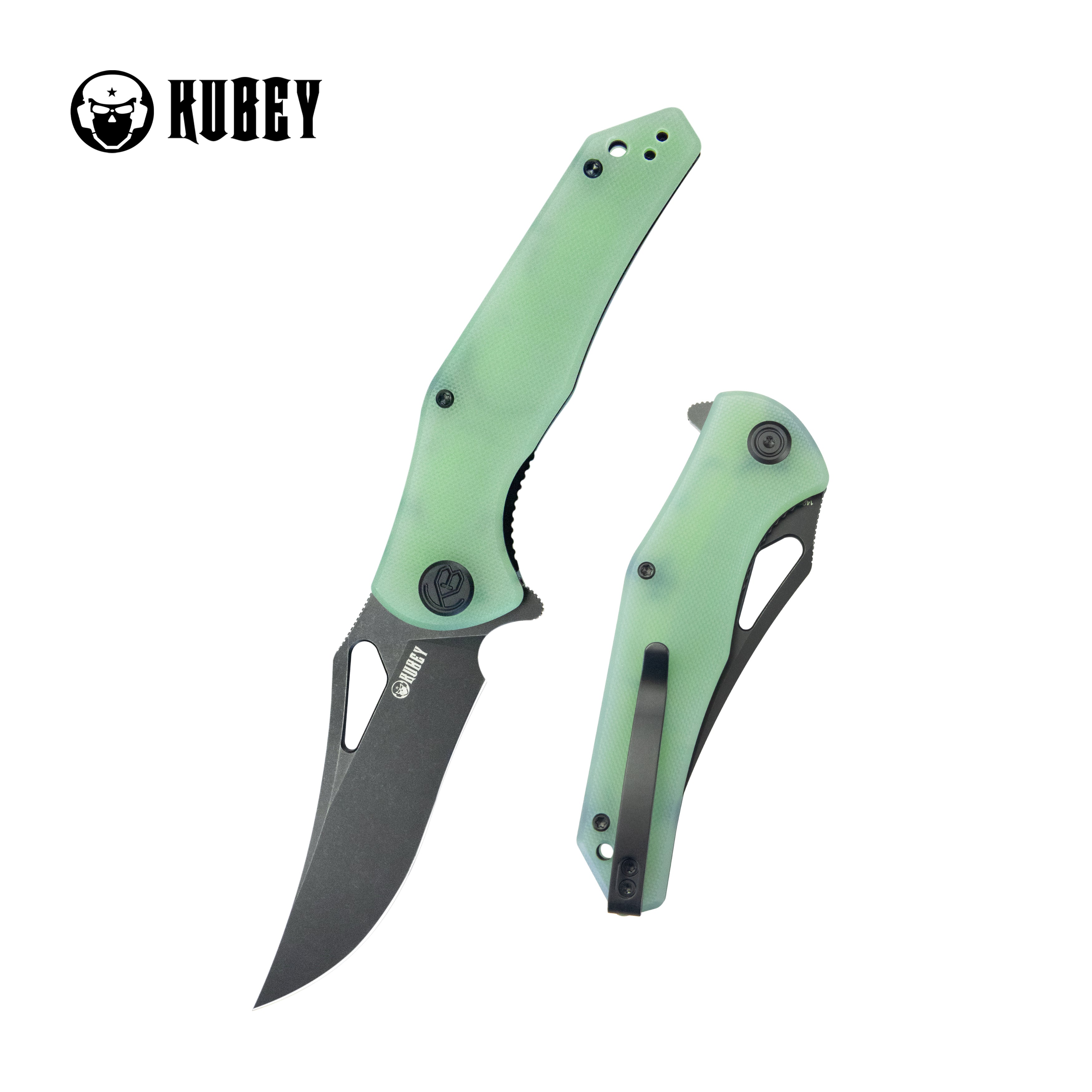 Kubey Phemius Liner Lock Folding Pocket Knife Jade G10 Handle 3.66" Bl