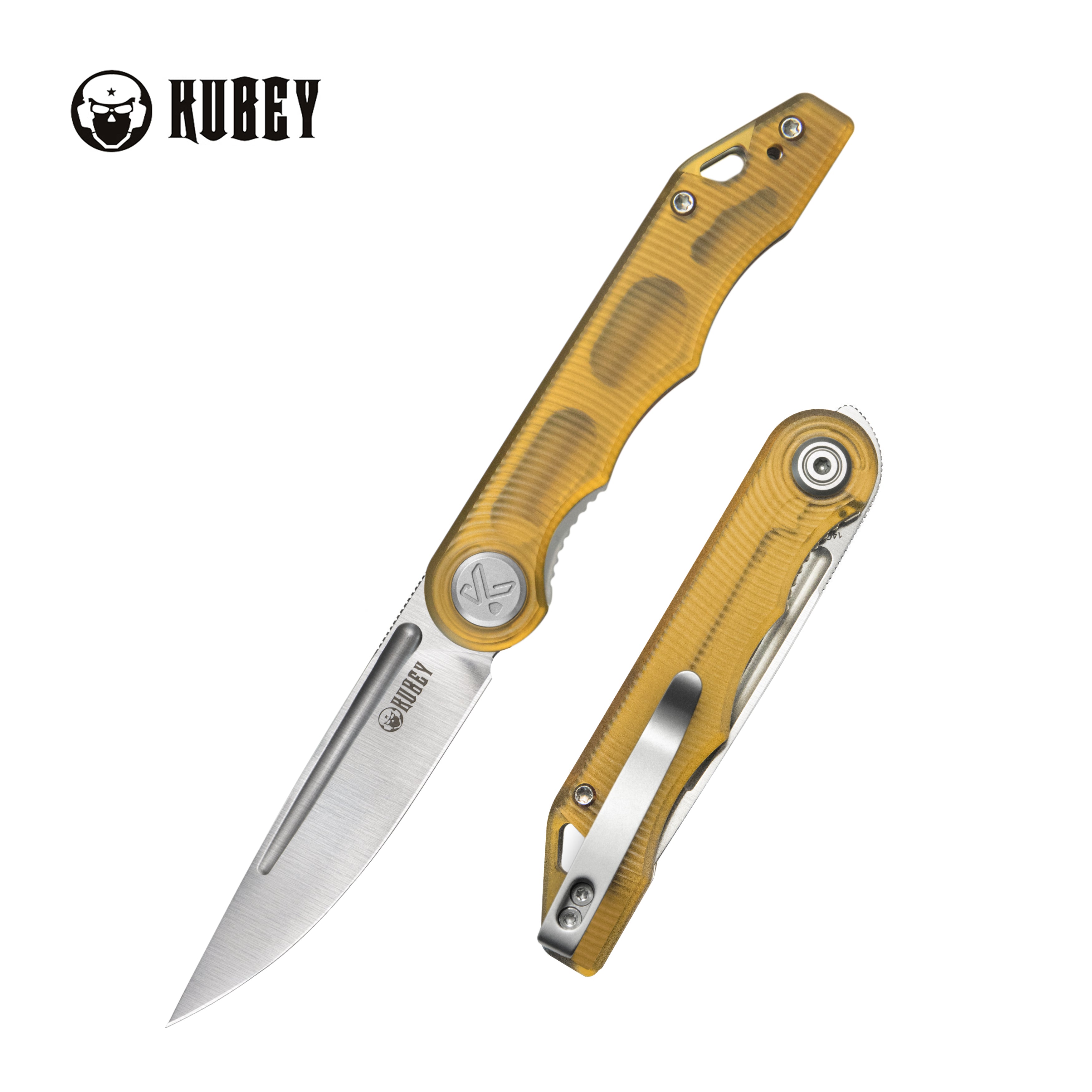 Kubey Mizo Liner Lock Front Flipper Folding Knife Ultem Handle 3.15" S