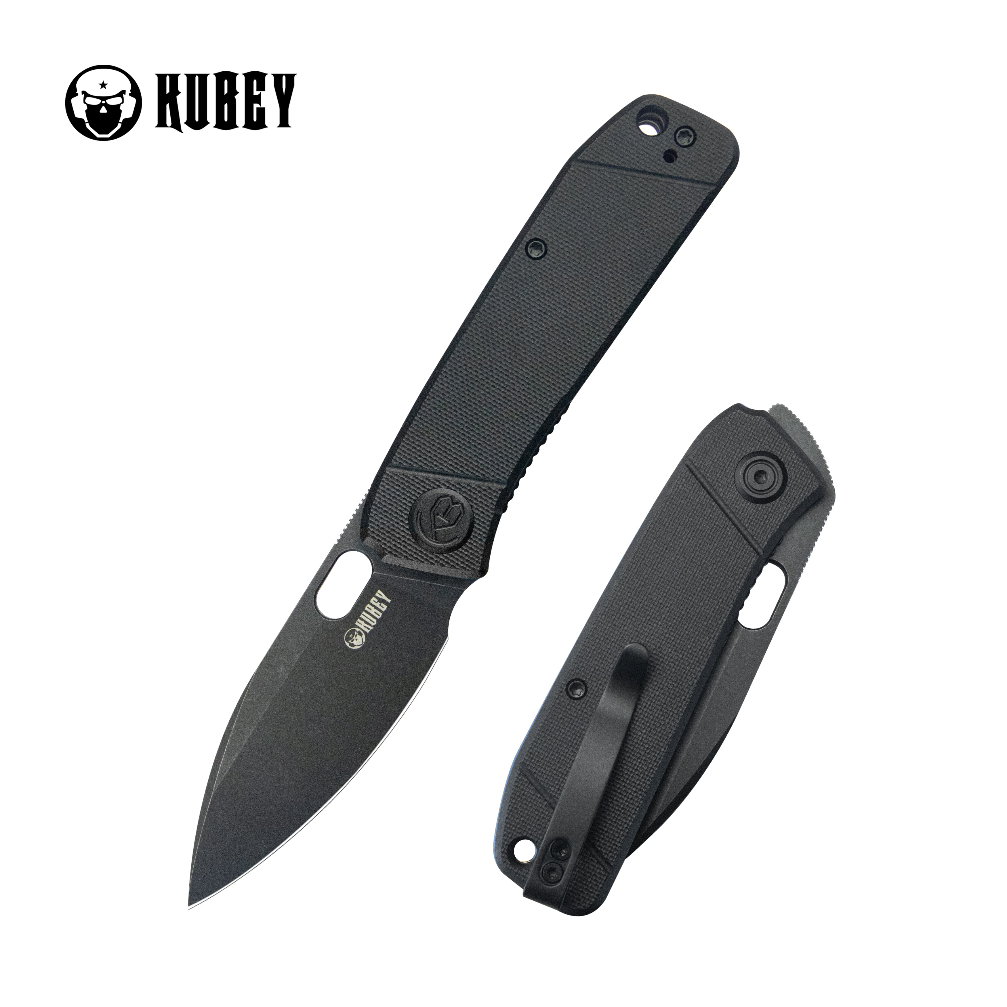 Kubey Hyde Liner Lock Folding Knife Black G10 Handle 2.95" Blackwash 1