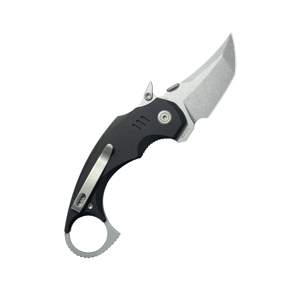 Kubey Jaw Tanto Karambit Folding Knife Black G-10 Handle 2.52" Sandbla