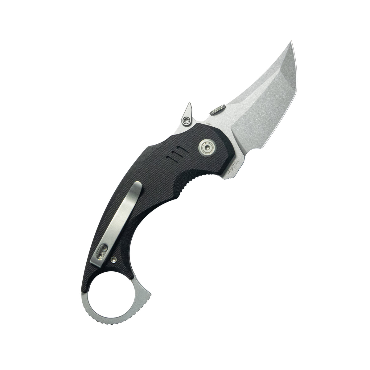 Kubey Jaw Tanto Karambit Folding Knife Black G-10 Handle 2.52" Sandbla
