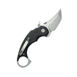 Kubey Jaw Tanto Karambit Folding Knife Black G-10 Handle 2.52" Sandbla