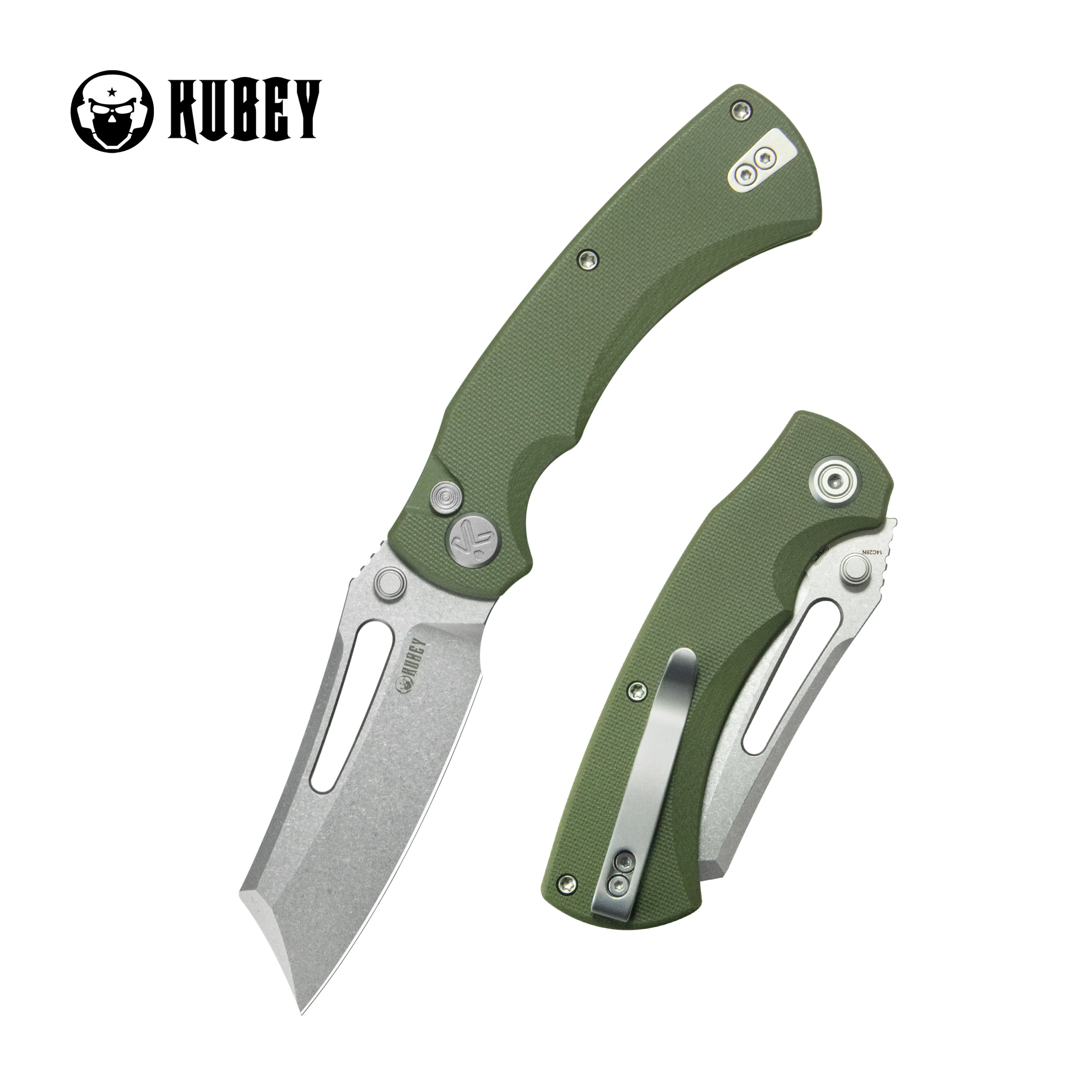 Kubey Dheo EDC Folding Knife Green G-10 Handle 3.15" Beadblast Sandvik