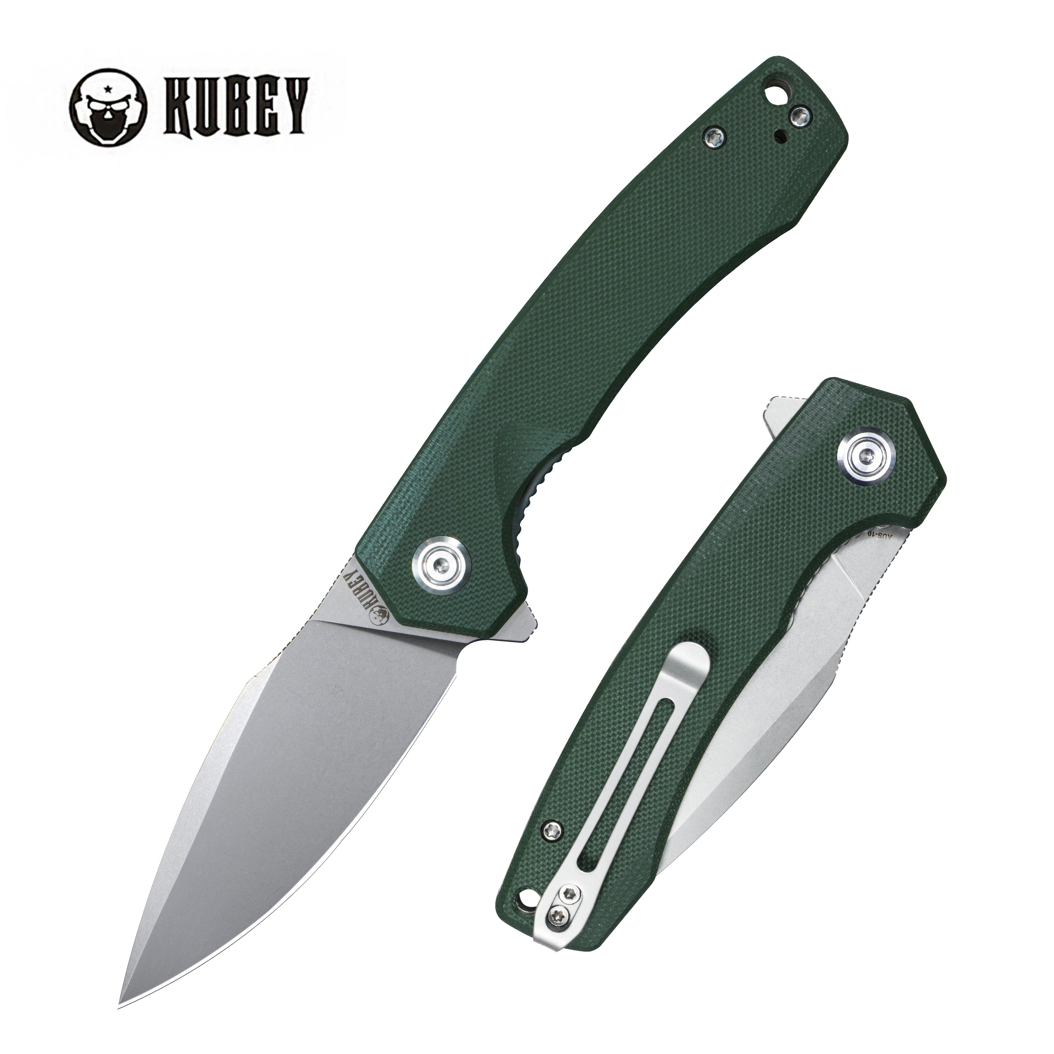 Calyce Liner Lock Flipper Folding Knife Green G10 Handle 3.27" Bead Bl